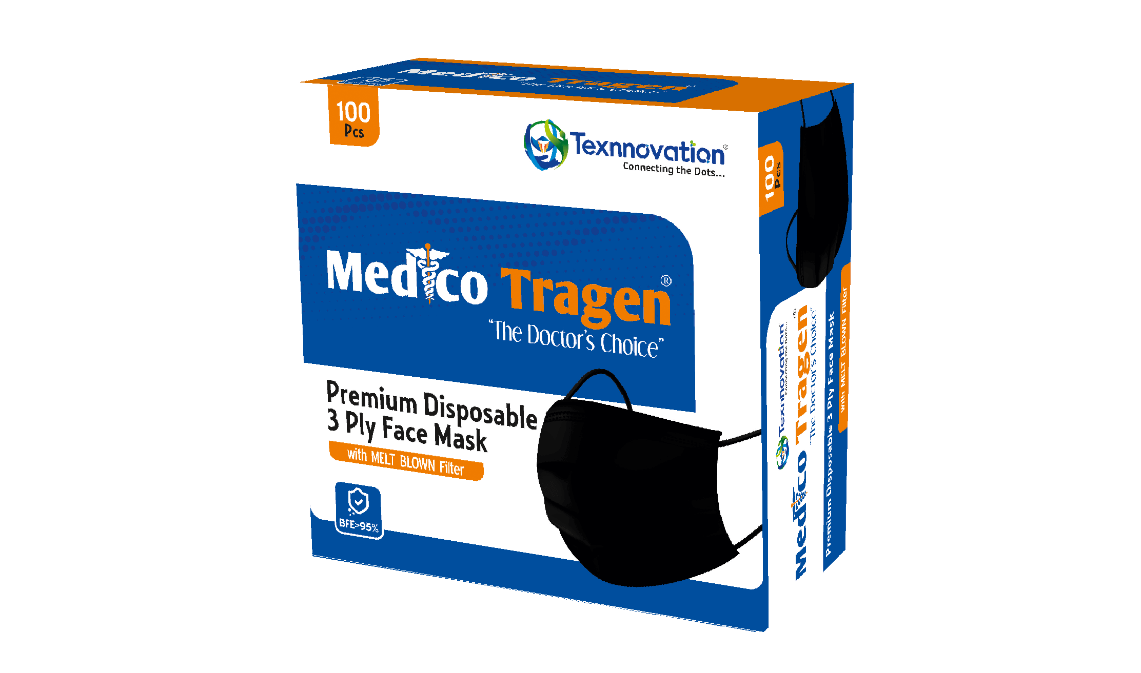Black Color Disposable Face Mask (Pack of 100) Online | Medico-Tragen ...